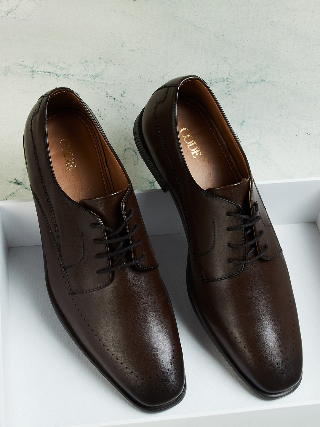 Buy CODE By Lifestyle Men Brown Solid Formal Oxford Shoes - Formal ...