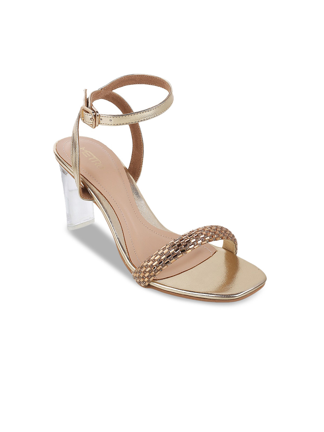 Buy Metro Gold Toned Block Pumps - Heels for Women 18999060 | Myntra