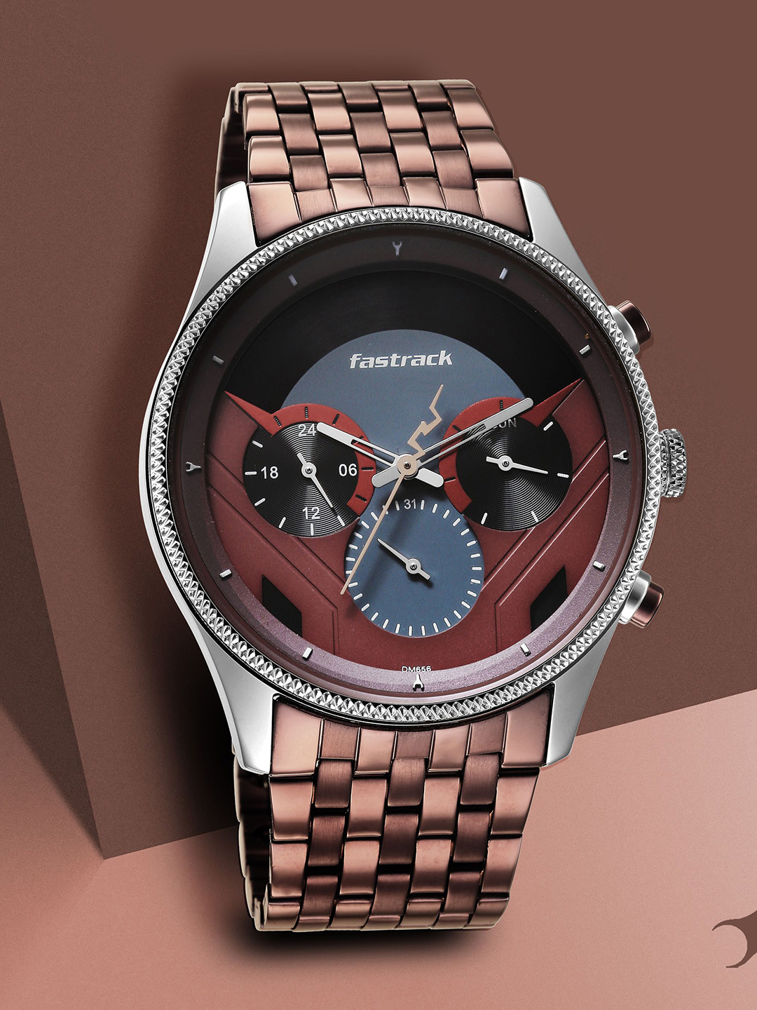 Buy Fastrack Men White Brass Dial & Brown Bracelet Style Straps ...