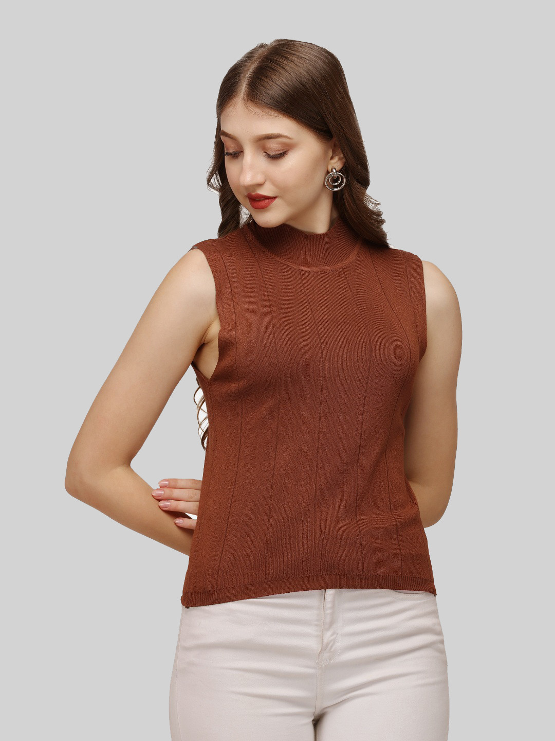 Buy HSR Brown Knitted Regular Fit Tank Top - Tops for Women 19002804 ...