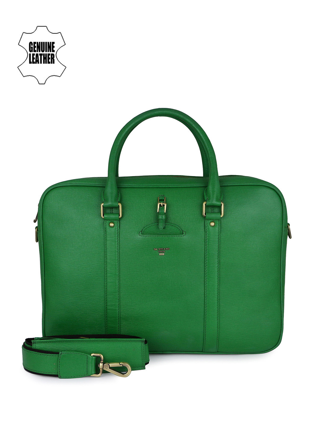Buy Da Milano Men Green Leather Laptop Bag - Laptop Bag for Men 1900494 ...