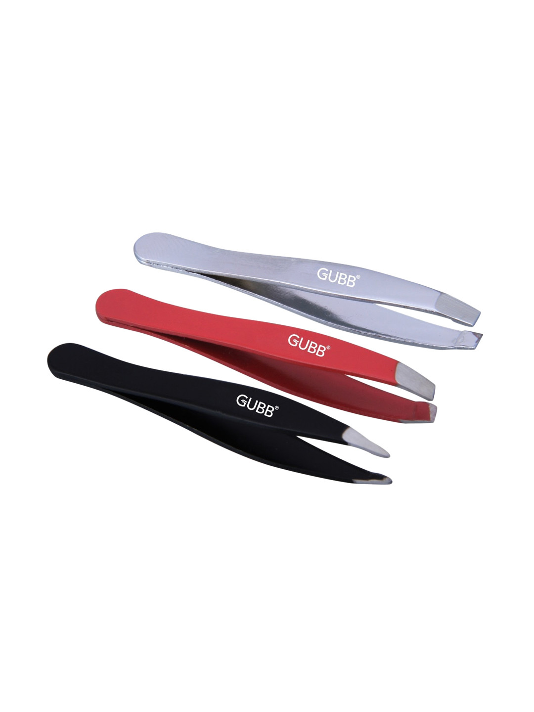 Buy GUBB Set Of 3 Metal Slant Tip Mini Tweezer Pluckers Black + Pink ...