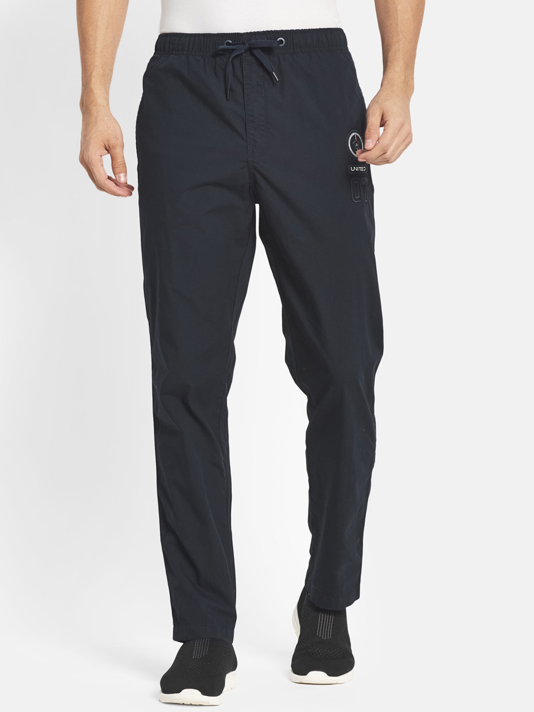 Buy Octave Men Navy Blue Solid Cotton Track Pants & Plus Size - Track ...