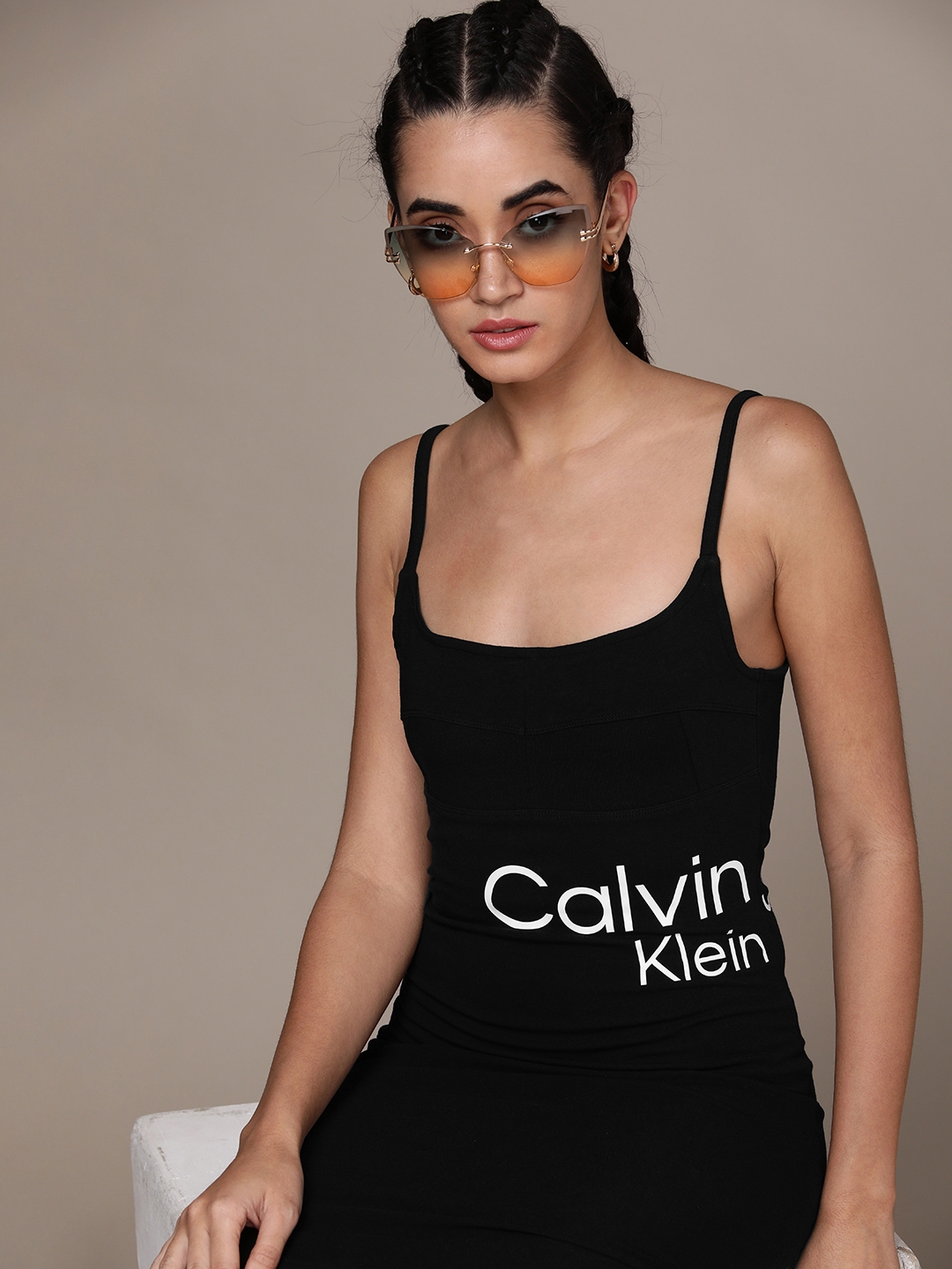 Buy Calvin Klein Jeans Women Black And White Printed Sheath Dress