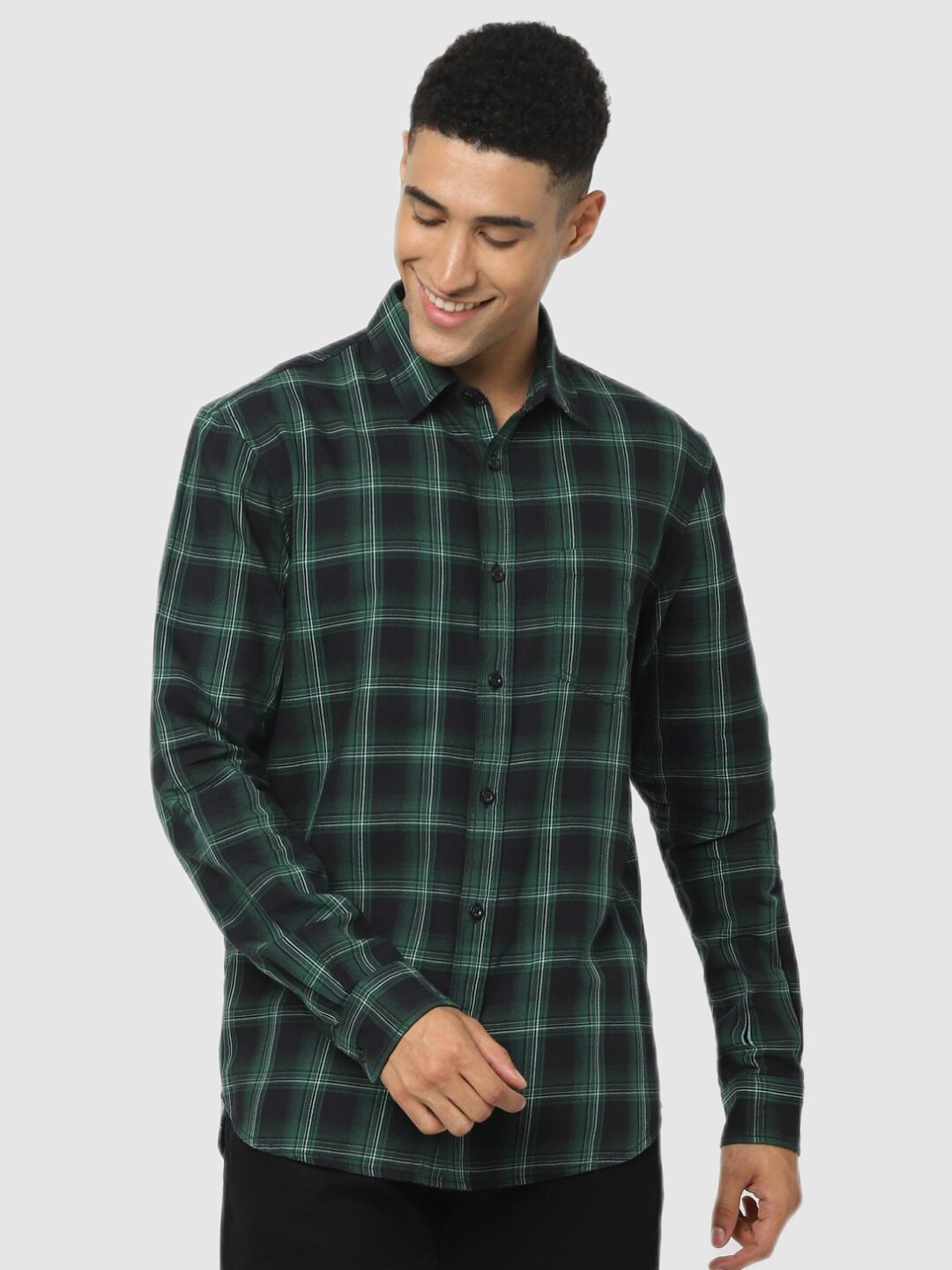 Buy Celio Men Green Classic Checked Casual Shirt - Shirts for Men ...