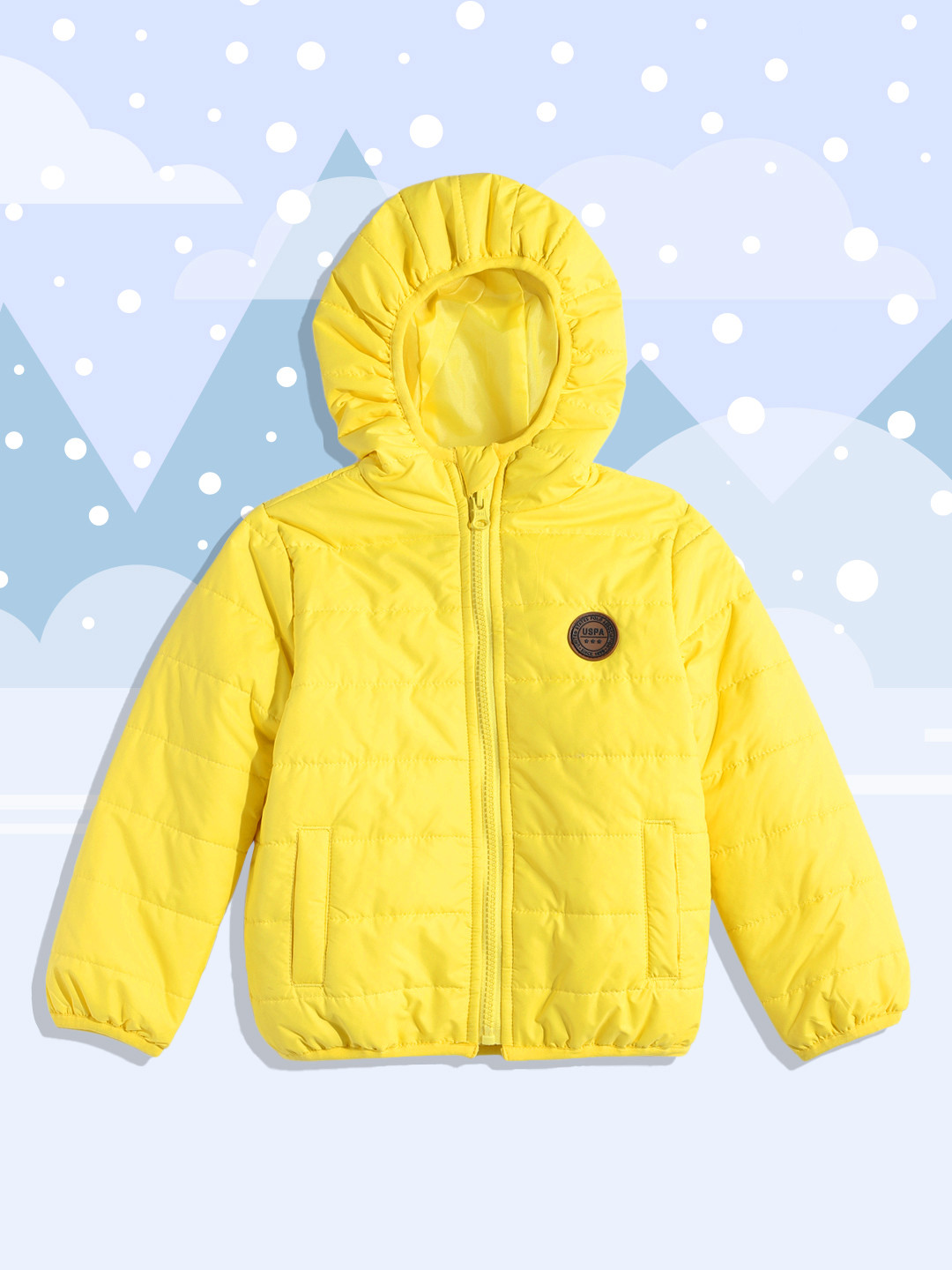 Buy U.S. Polo Assn. Kids Boys Yellow Solid Puffer Jacket - Jackets for ...