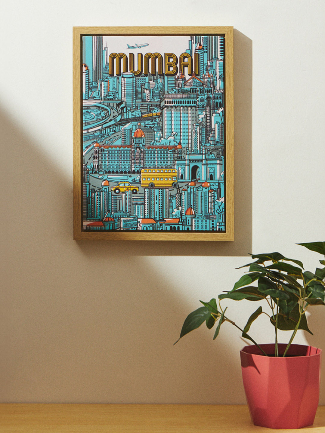 Buy Chumbak Blue & Orange Mumbai Wall Art - Wall Art for Unisex ...