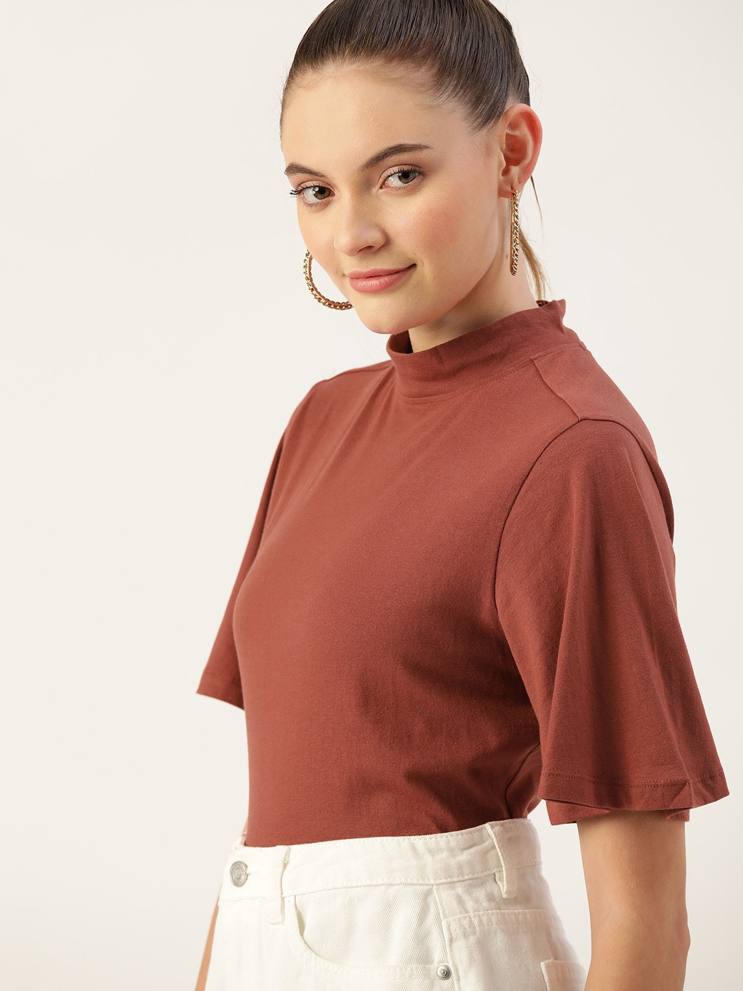 Buy Dressberry Rust Brown Solid Top Tops For Women 19018022 Myntra