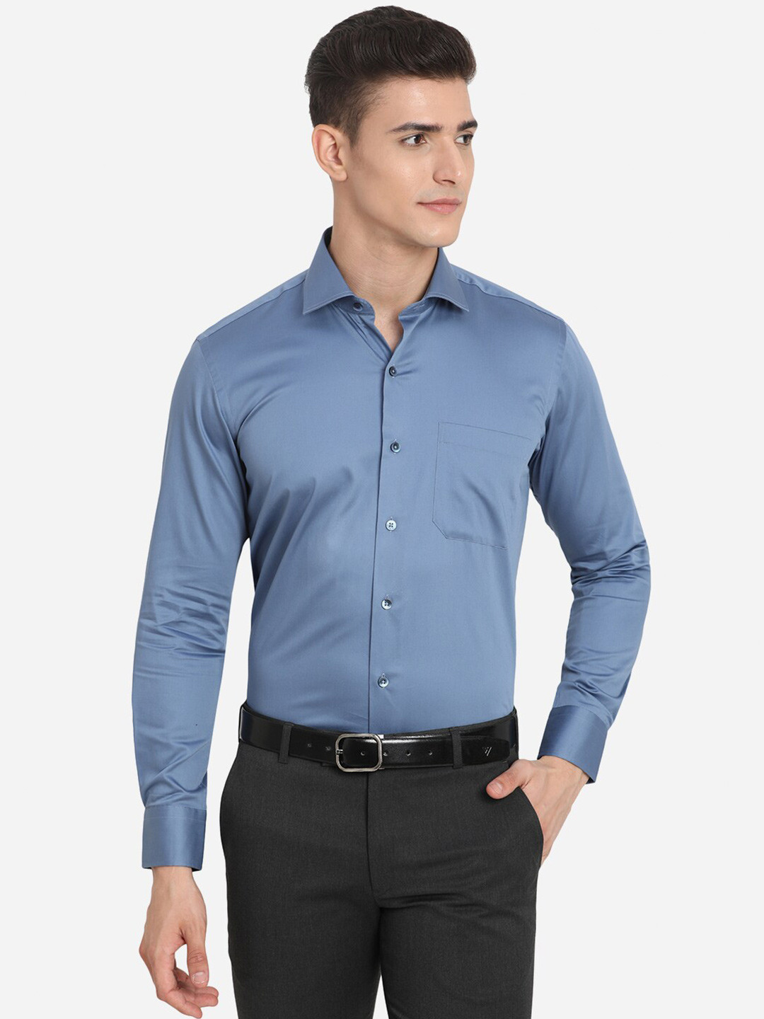 Buy METAL Men Blue Custom Slim Fit Casual Shirt - Shirts for Men ...