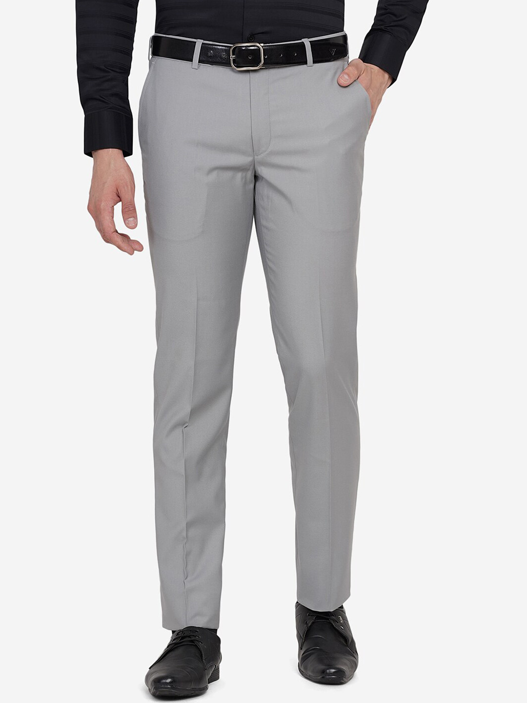 Buy Greenfibre Men Grey Slim Fit Mid Rise Trousers - Trousers for Men ...