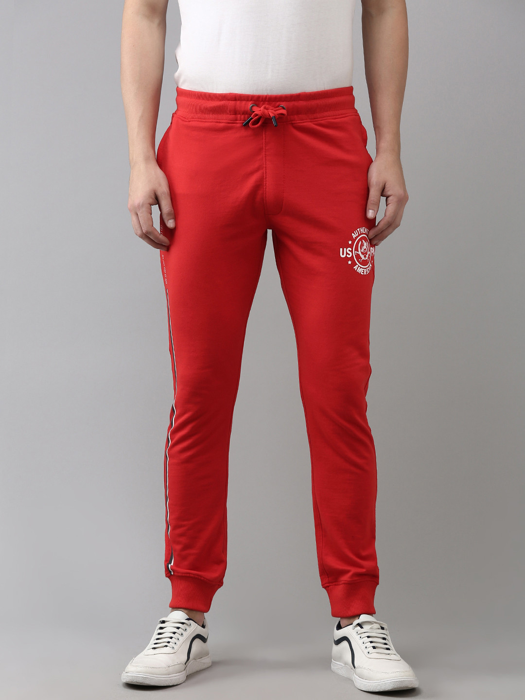 Buy U.S. Polo Assn. Denim Co. Men Red Brand Logo Printed Track Pants ...