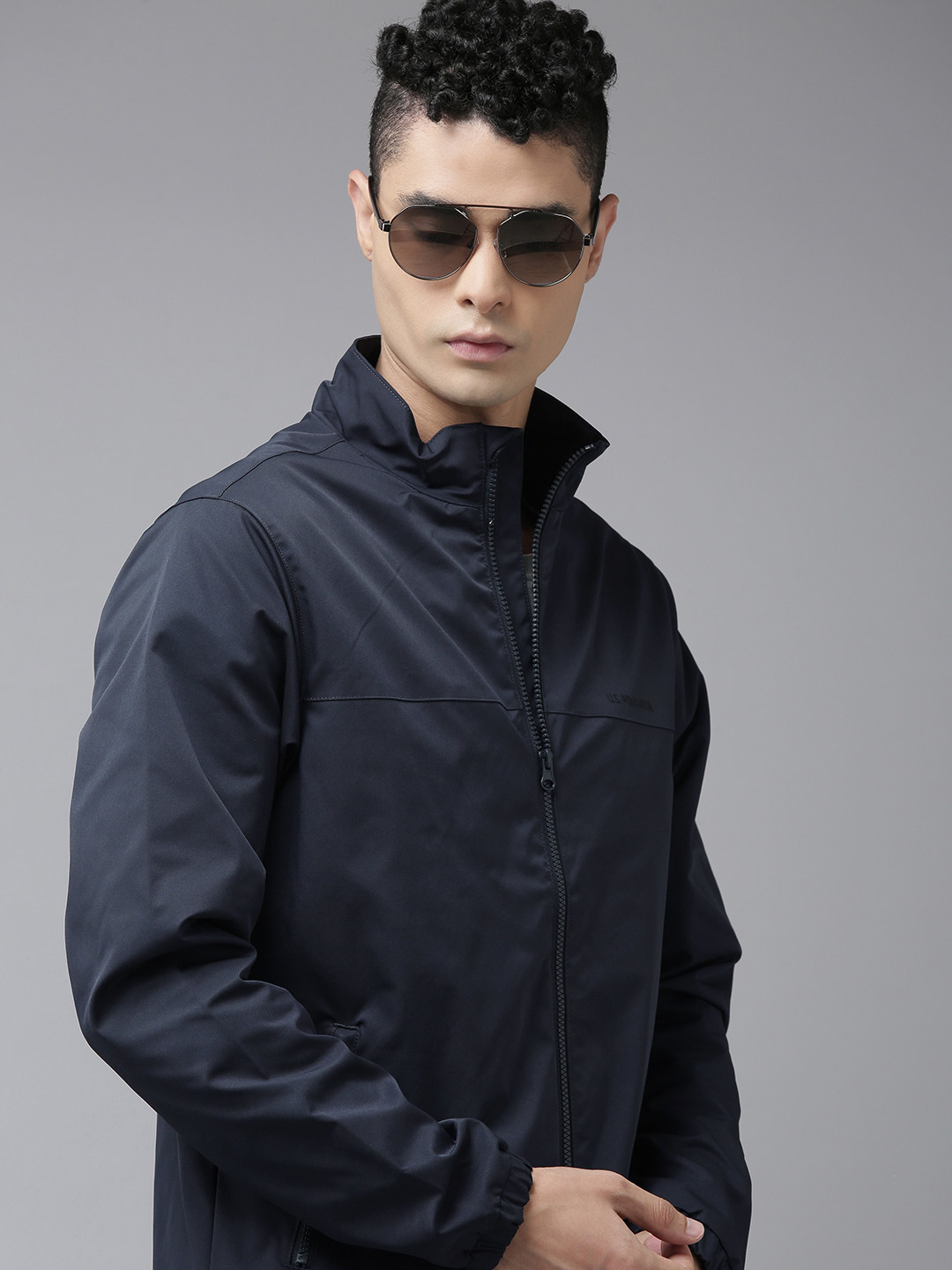 Buy U.S. Polo Assn. Men Navy Blue Solid Tailored Jacket - Jackets for ...