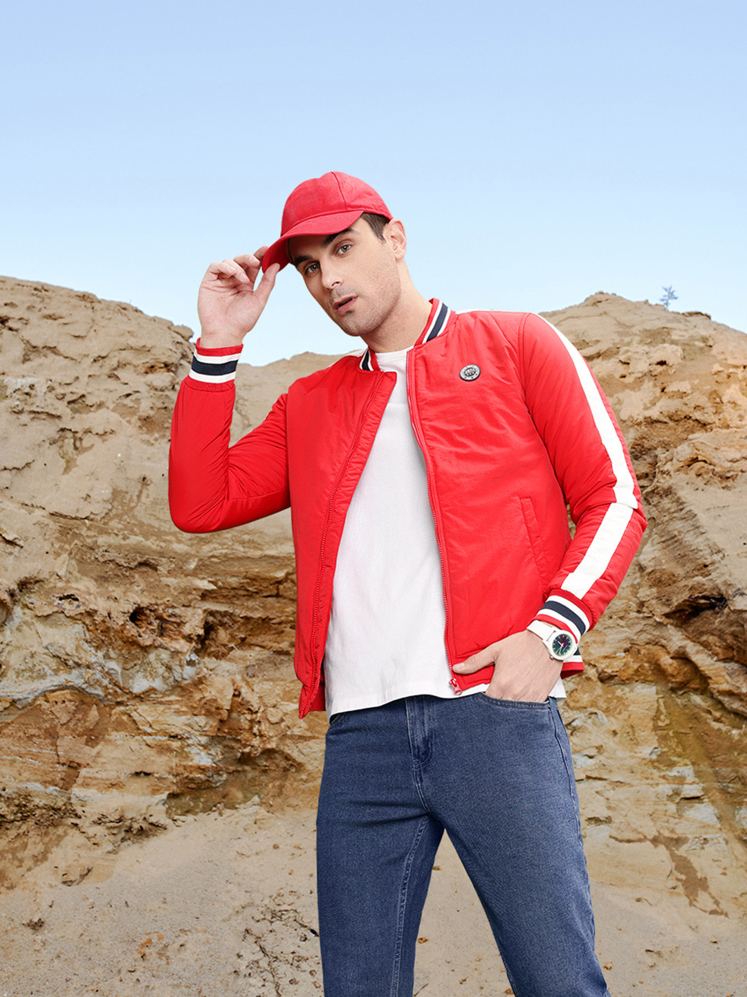 Buy U.S. Polo Assn. Men Red Solid Bomber Jacket - Jackets for Men ...