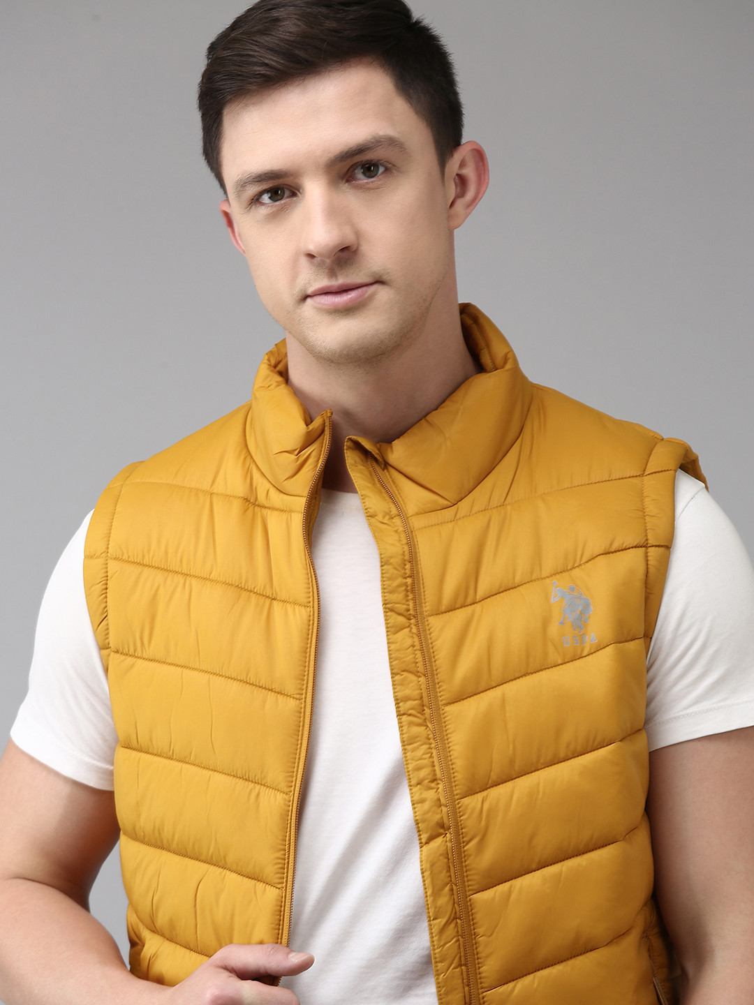 Buy U.S. Polo Assn. Men Mustard Yellow Solid Puffer Jacket - Jackets ...