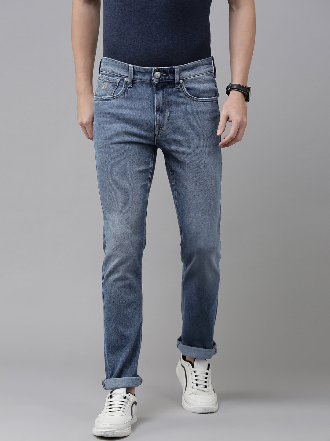 Buy U.S. Polo Assn. Denim Co. Men Blue Skinny Fit Heavy Fade ...