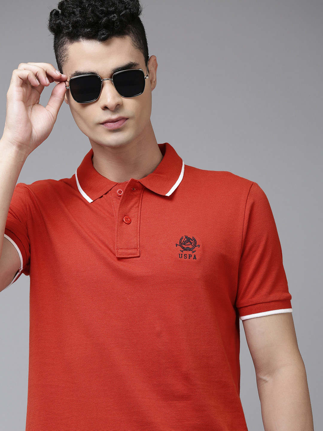 Buy U.S. Polo Assn. Men Red Polo Collar Pure Cotton T Shirt - Tshirts ...