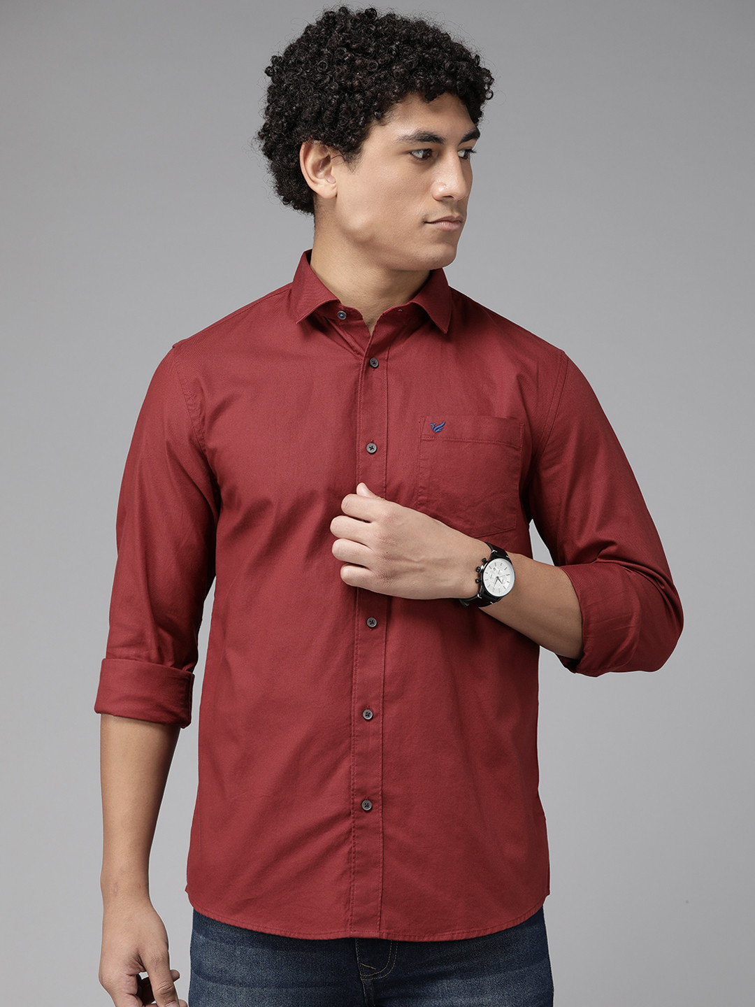 Buy Blackberrys Men Maroon Pure Cotton Slim Fit Casual Shirt - Shirts ...
