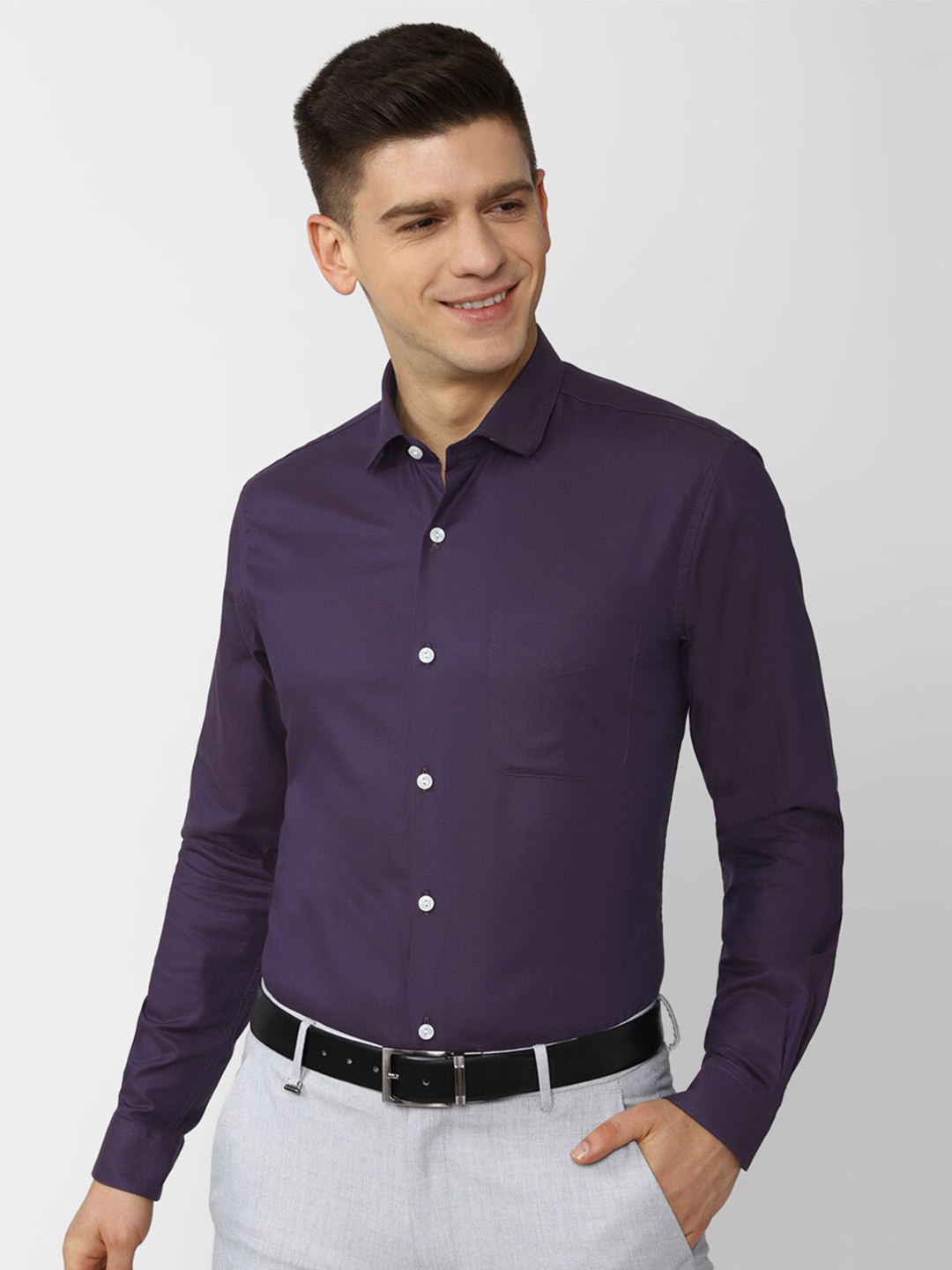 Buy Peter England Elite Men Purple Formal Shirt - Shirts for Men ...