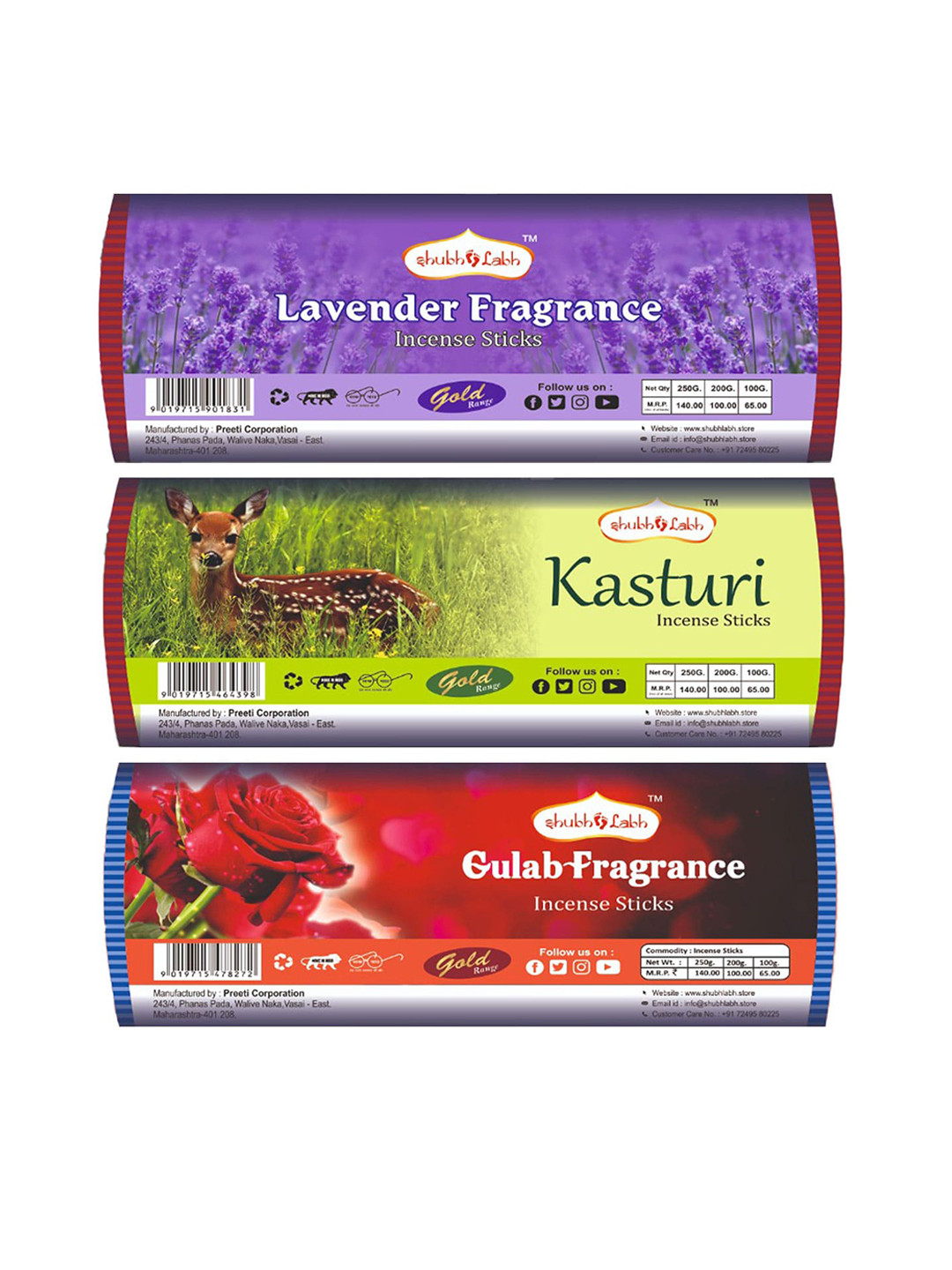 Buy Shubh Labh Set Of 3 Black Solid Incense Sticks - Pooja Essentials ...