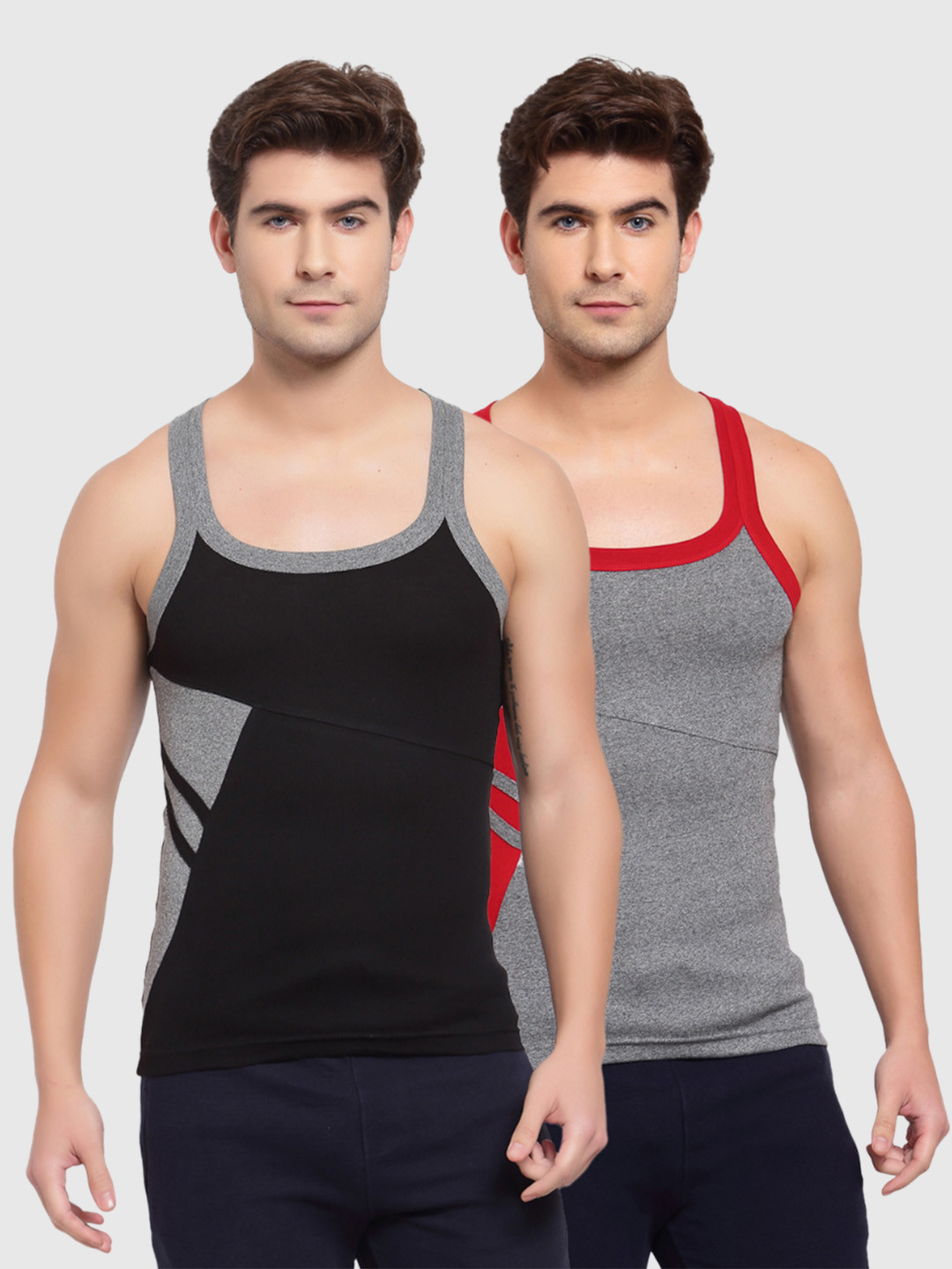 Buy SPORTO Men Pack Of 2 Solid Cotton Innerwear Gym Vests - Innerwear ...