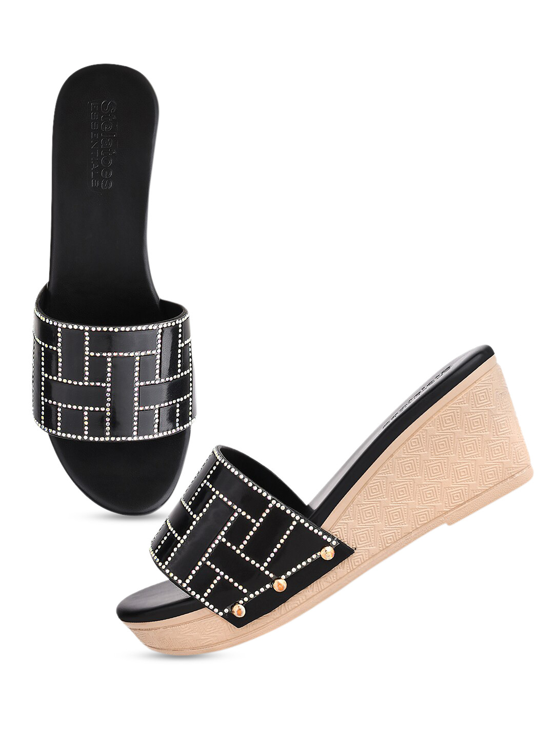 Buy Stelatoes Black Printed PU Wedge Heels - Heels for Women 19036322 ...