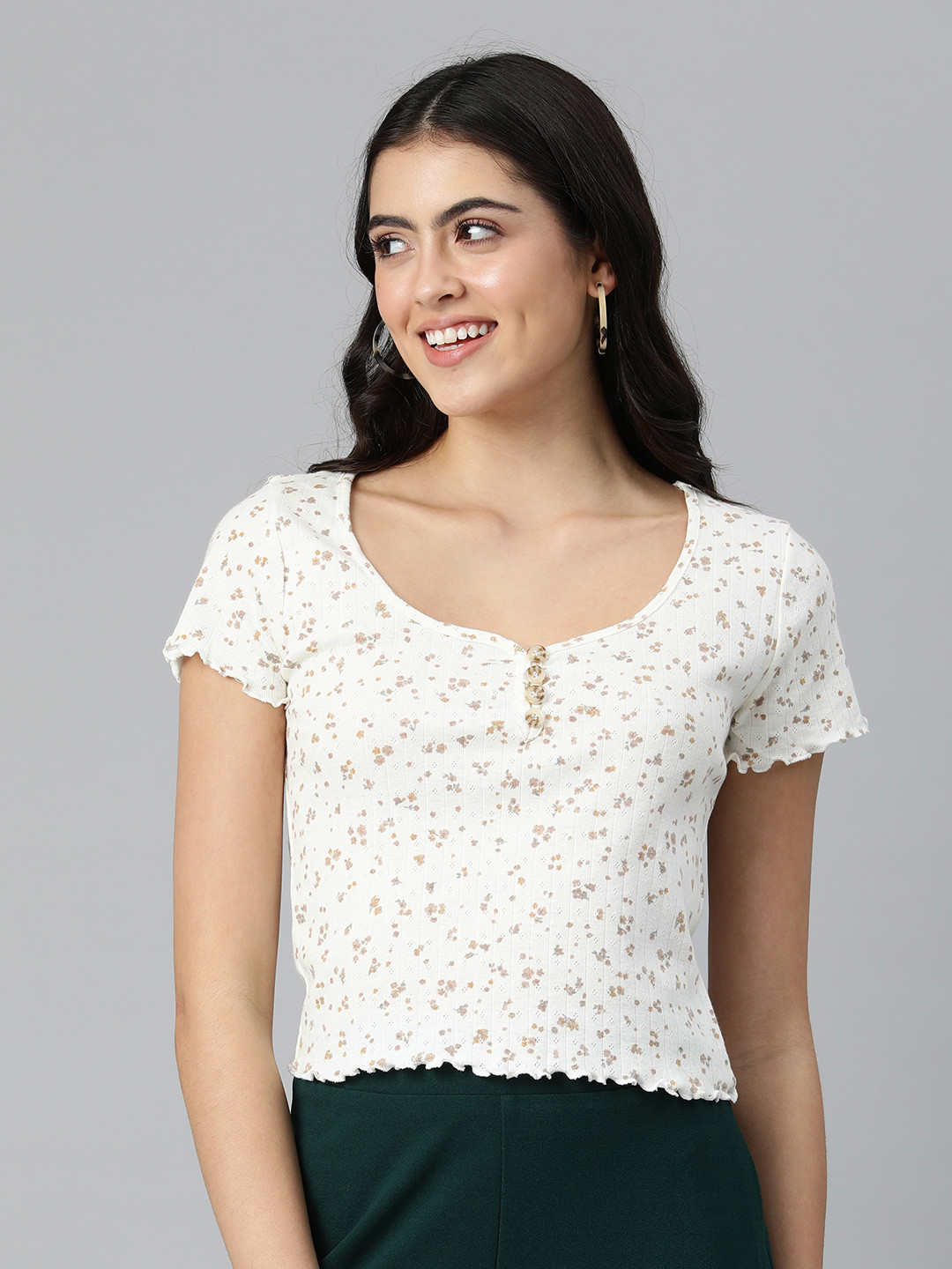 Buy London Rag Off White & Beige Floral Print Top - Tops for Women ...