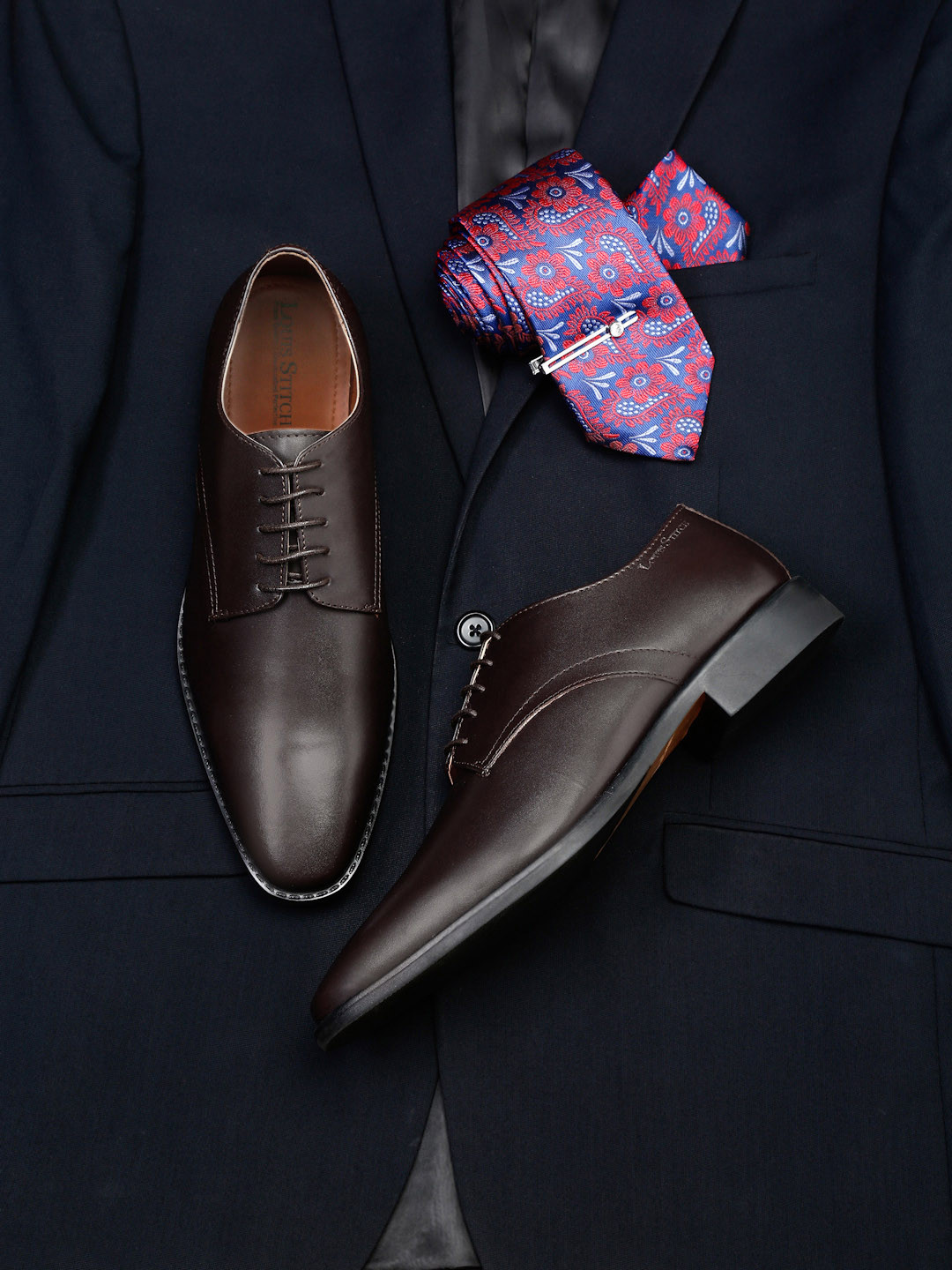 Buy LOUIS STITCH Men Perforated Premium Leather Formal Derby Shoes ...