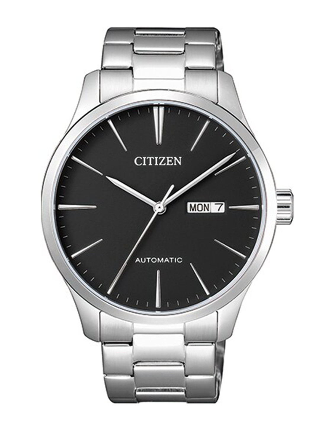 Buy Citizen Men Black Dial & Silver Toned Stainless Steel Bracelet ...