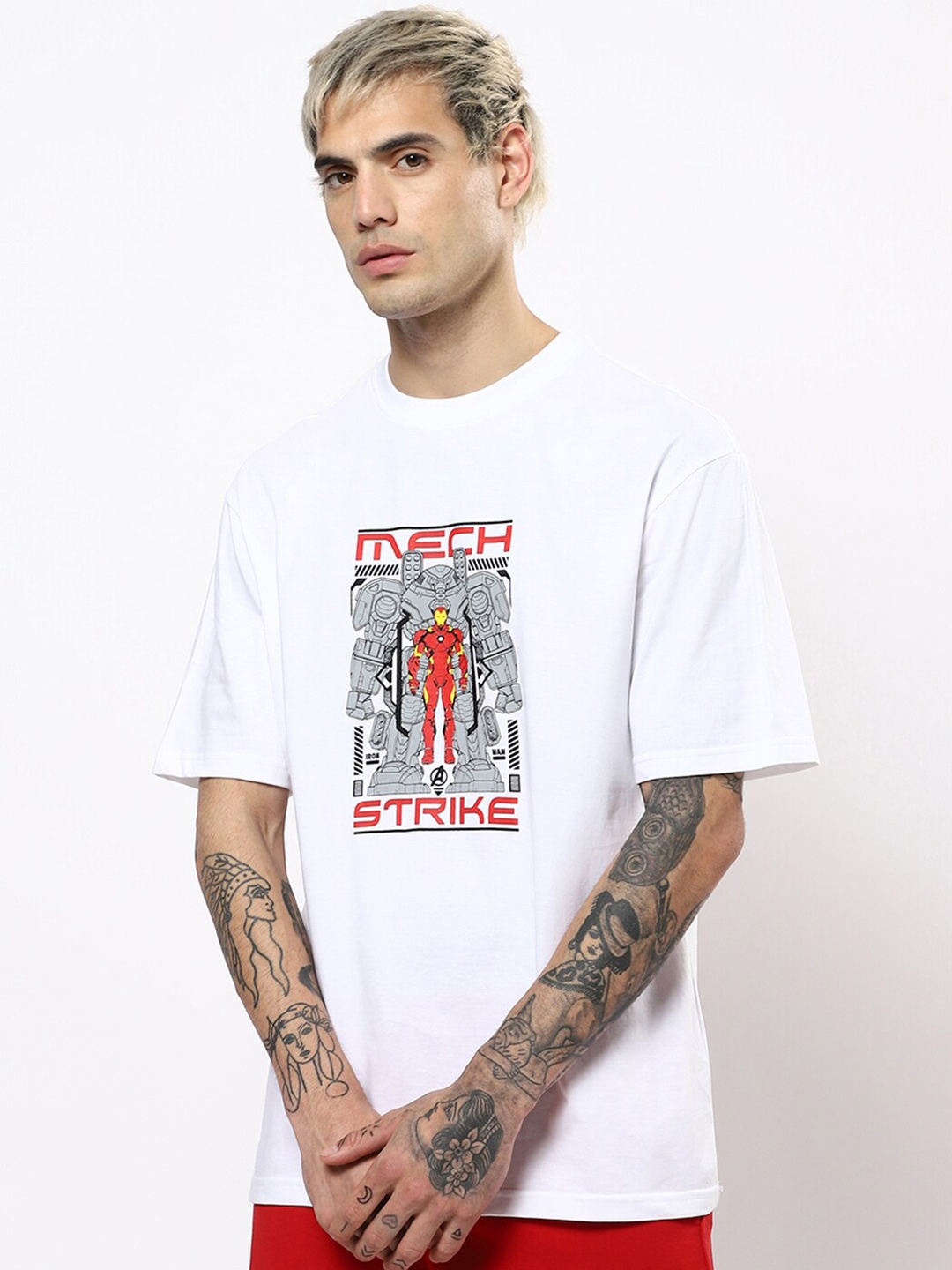 Buy Bewakoof Men White Printed Oversized T Shirt Tshirts For Men