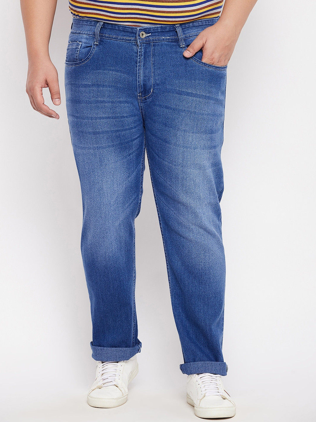 Buy Bigbanana Men Plus Size Blue Comfort Heavy Fade Stretchable Jeans ...