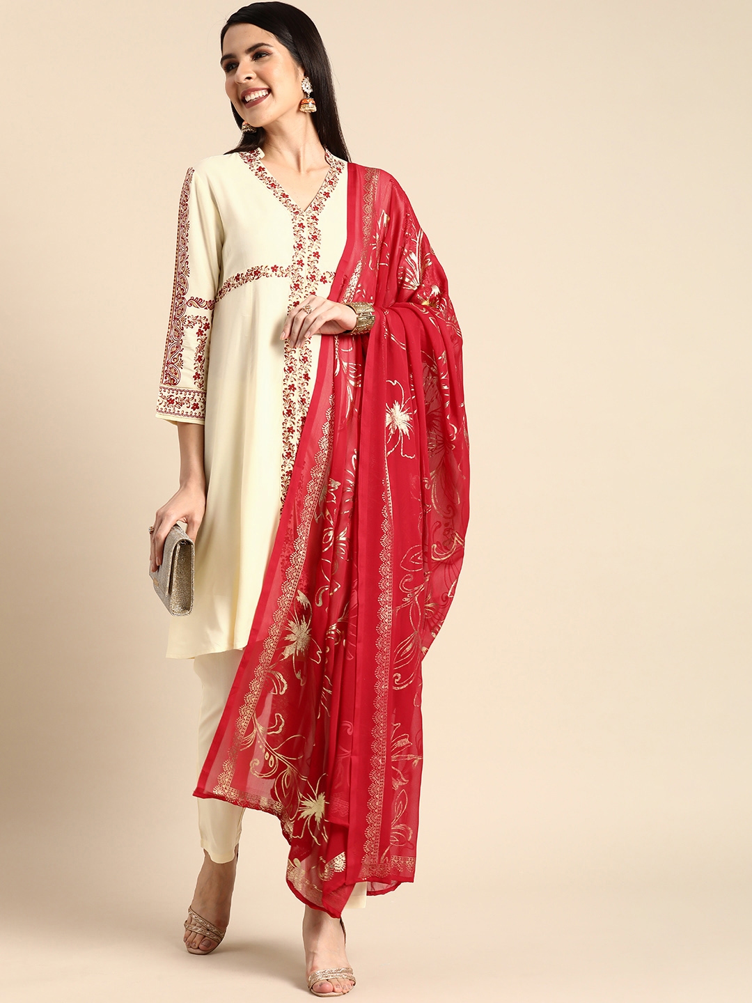 Buy Anouk Women Ethnic Motifs Printed Empire Kurta With Trousers