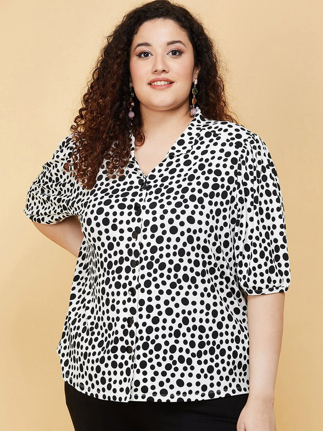 Buy Max Women Plus Size White & Black Print Top - Tops for Women ...