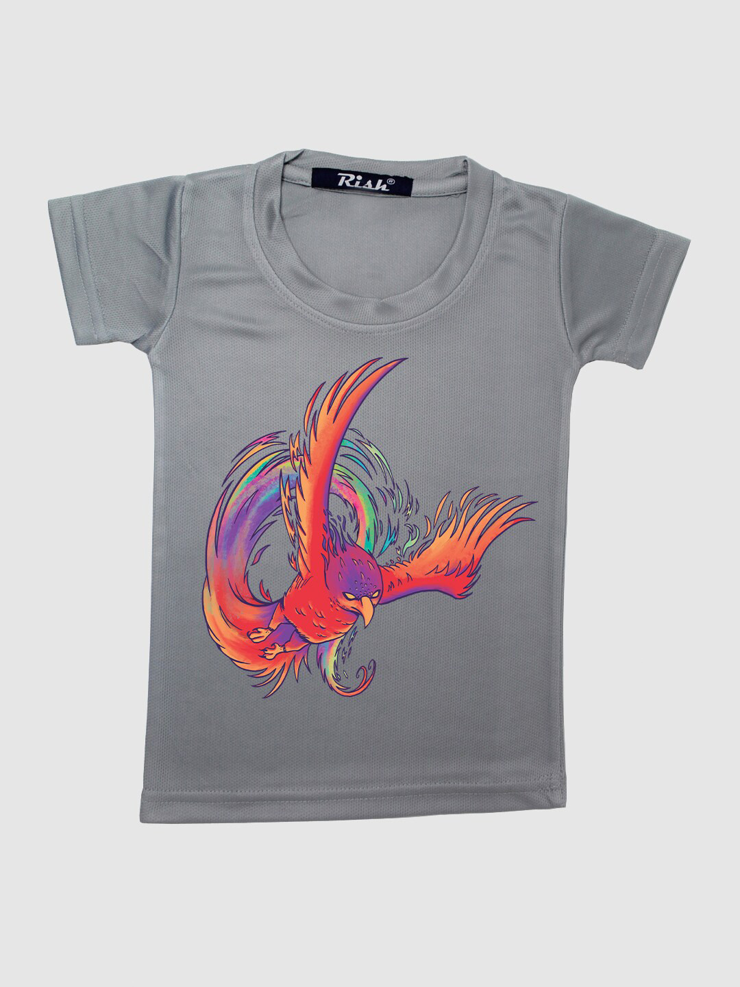 Buy RISH Kids Grey Colourful Phoenix Printed T Shirt - Tshirts for ...