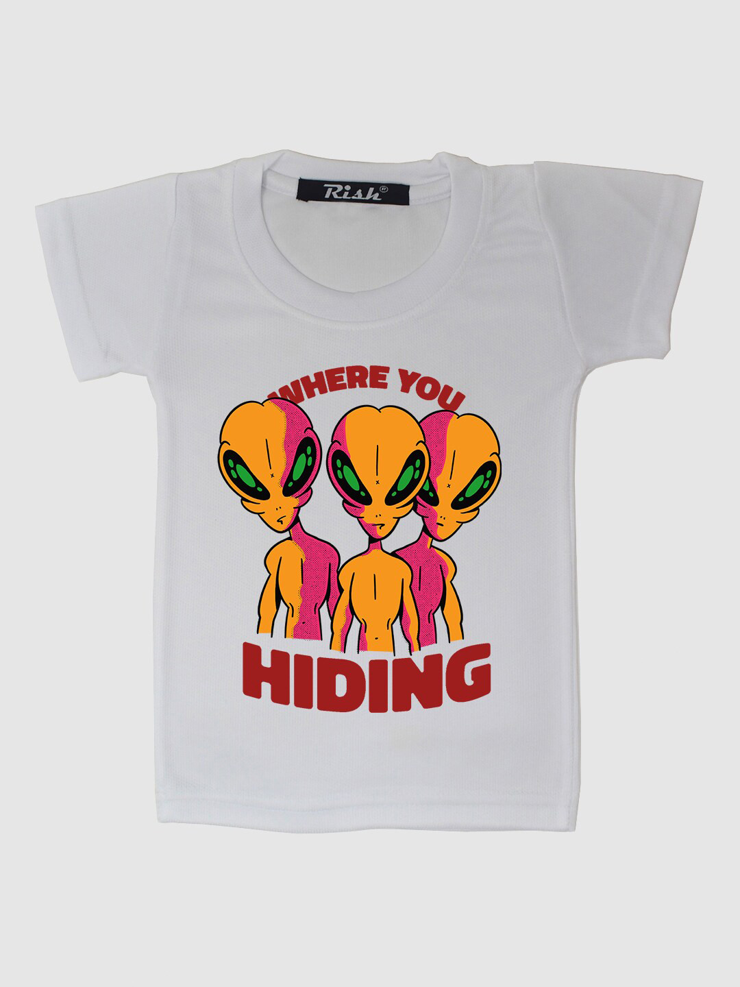 Buy RISH Kids White Creepy Alien Printed Oversized T Shirt - Tshirts ...
