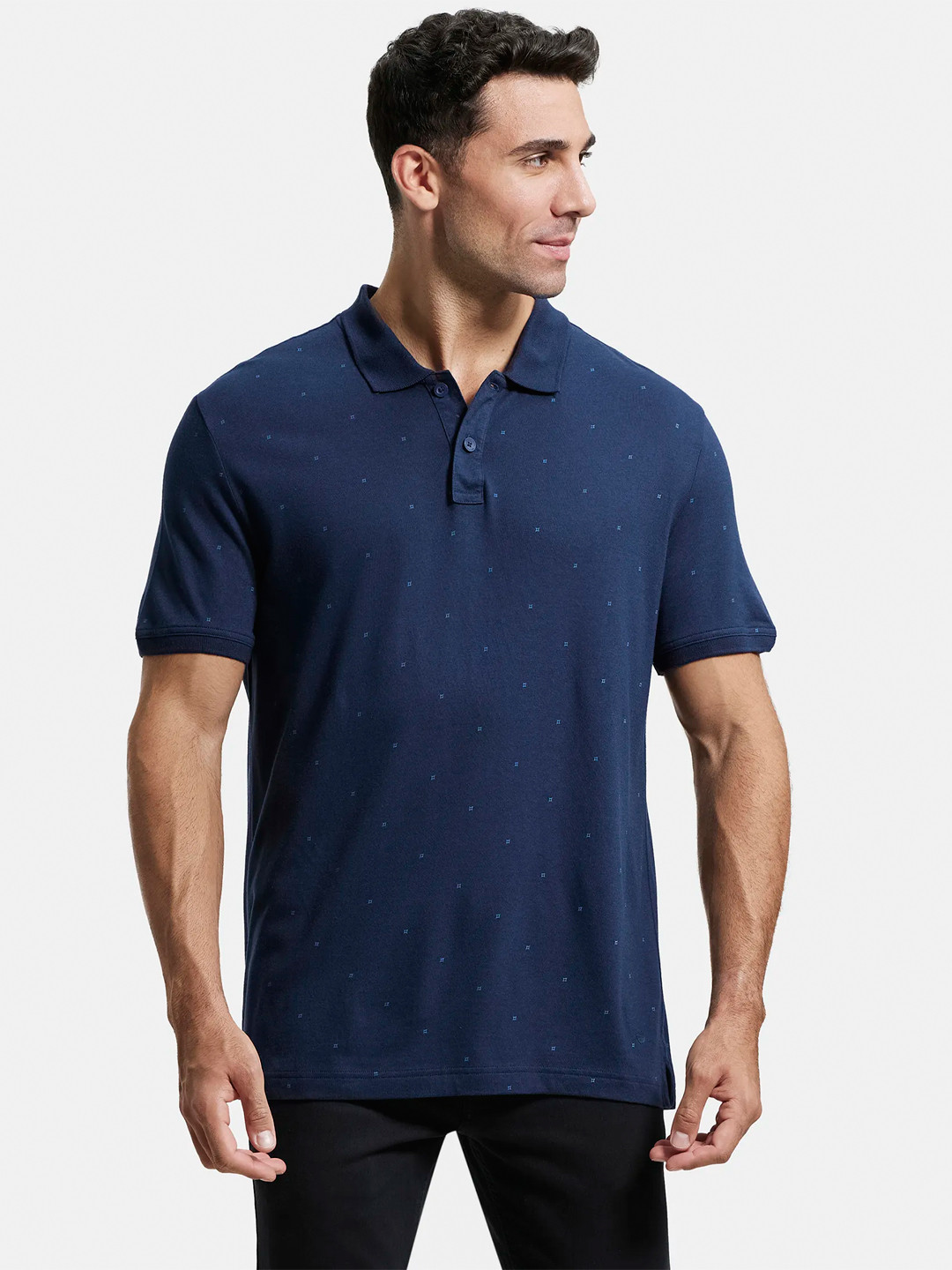 Buy Jockey Tencel Micro Modal And Cotton Blend Printed Half Sleeve Polo ...