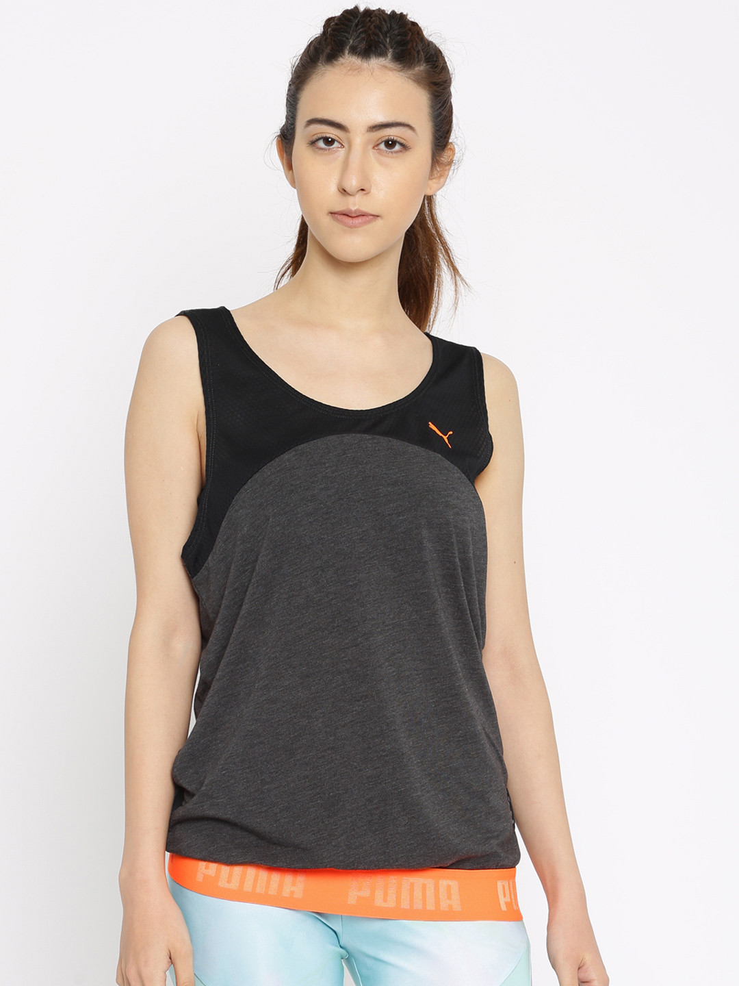 Buy Puma Women Charcoal Grey Transition Tank Solid Top - Tops for Women ...
