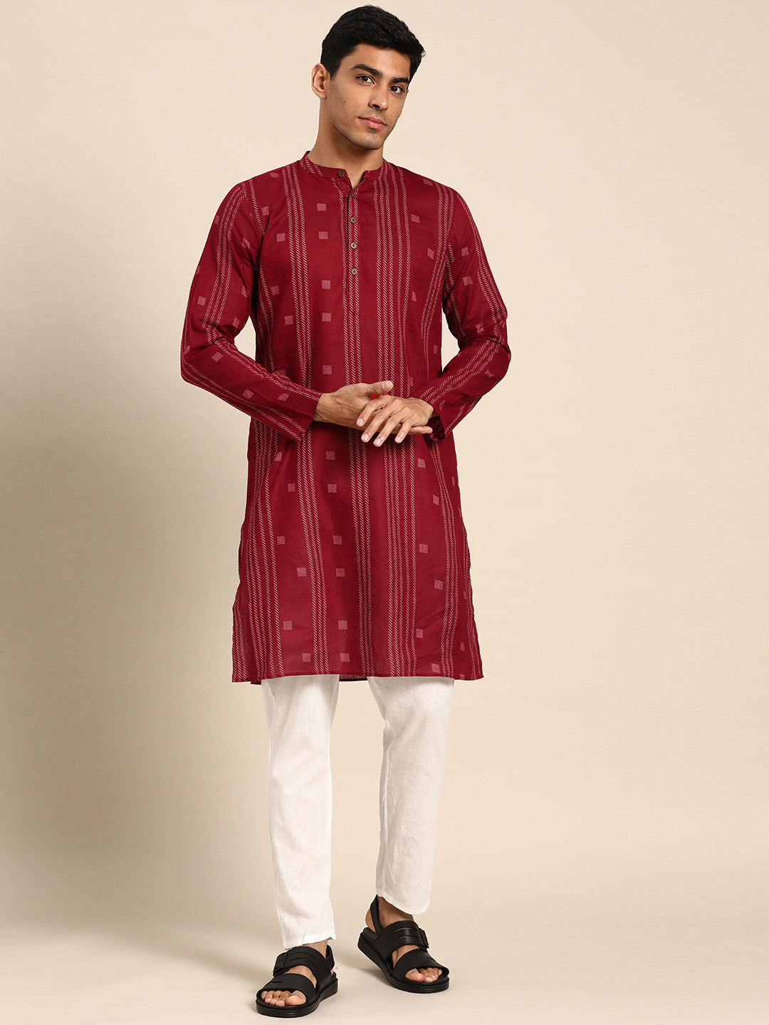 Buy Anouk Men Printed Pure Cotton Kurta With Pyjamas - Kurta Sets for ...