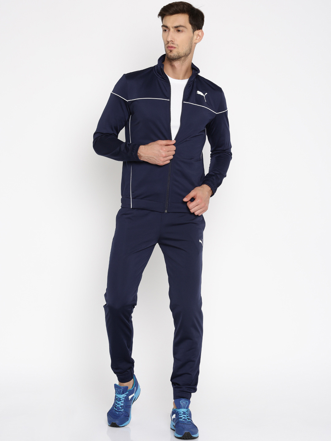 Buy Puma Navy Blocked Tricot Tracksuit - Tracksuits for Men 1905220 ...