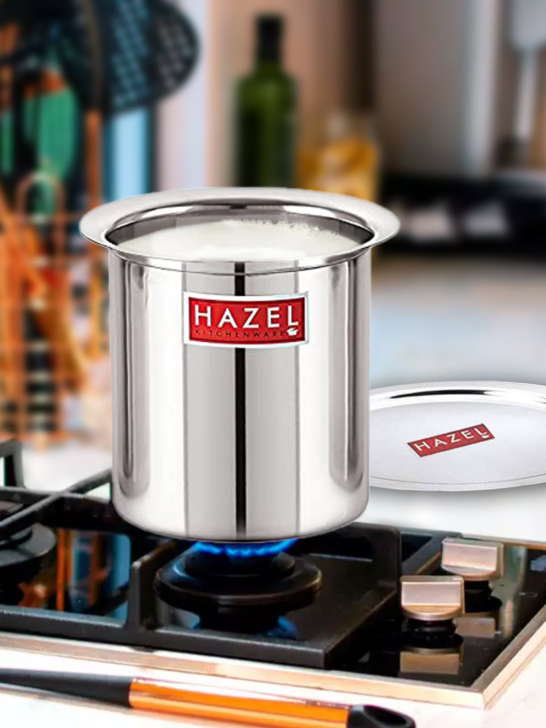 Buy HAZEL Silver Toned Solid Stainless Steel Milk Pot With Lid - Tope ...