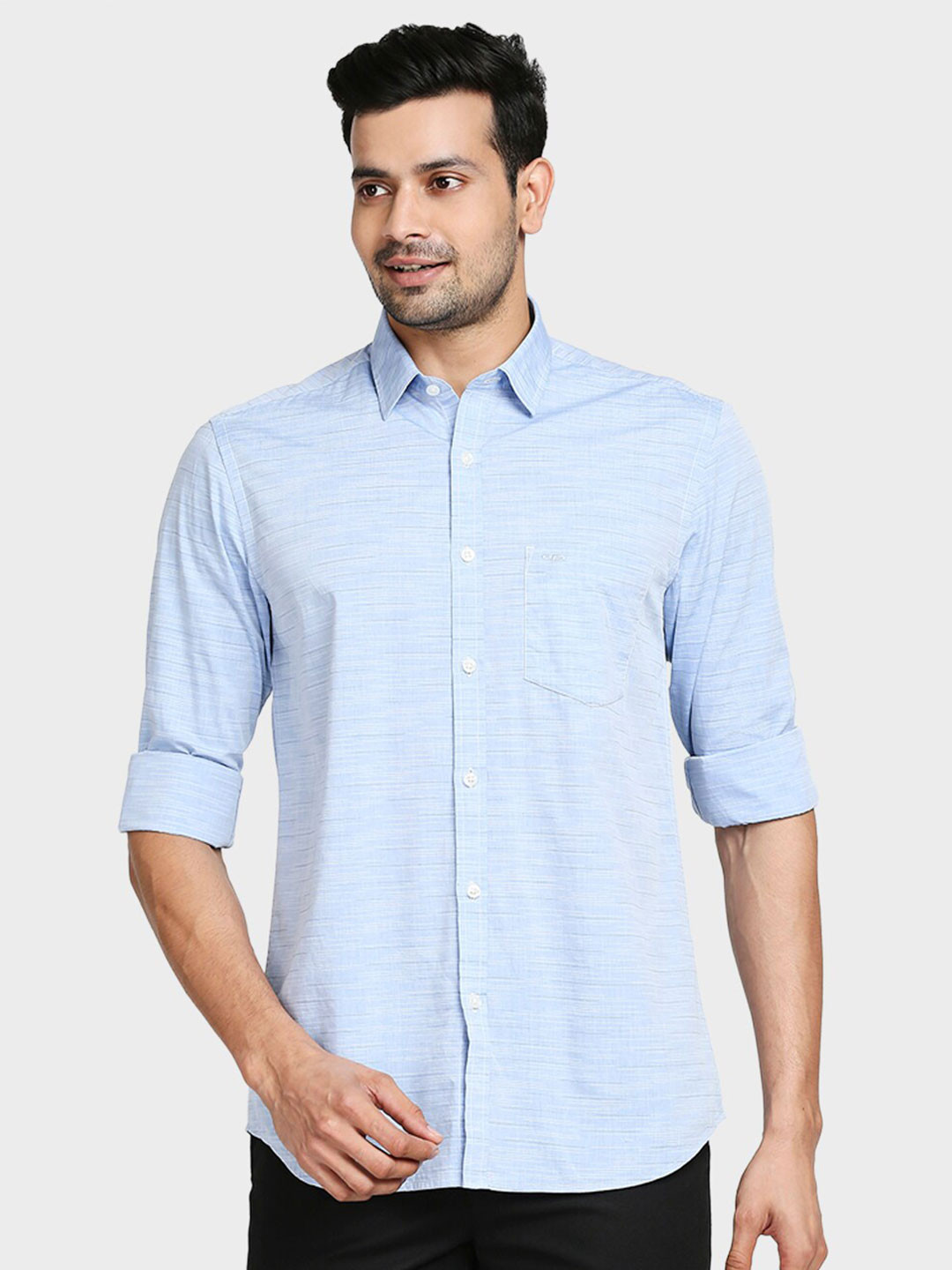 Buy ColorPlus Men Blue Tailored Fit Casual Shirt - Shirts for Men ...