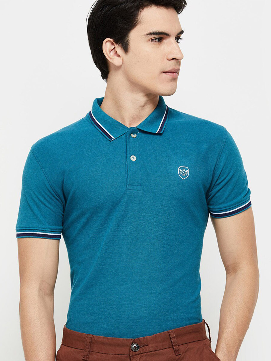 Buy Max Men Teal Blue Polo Collar T Shirt - Tshirts for Men 19059016 ...