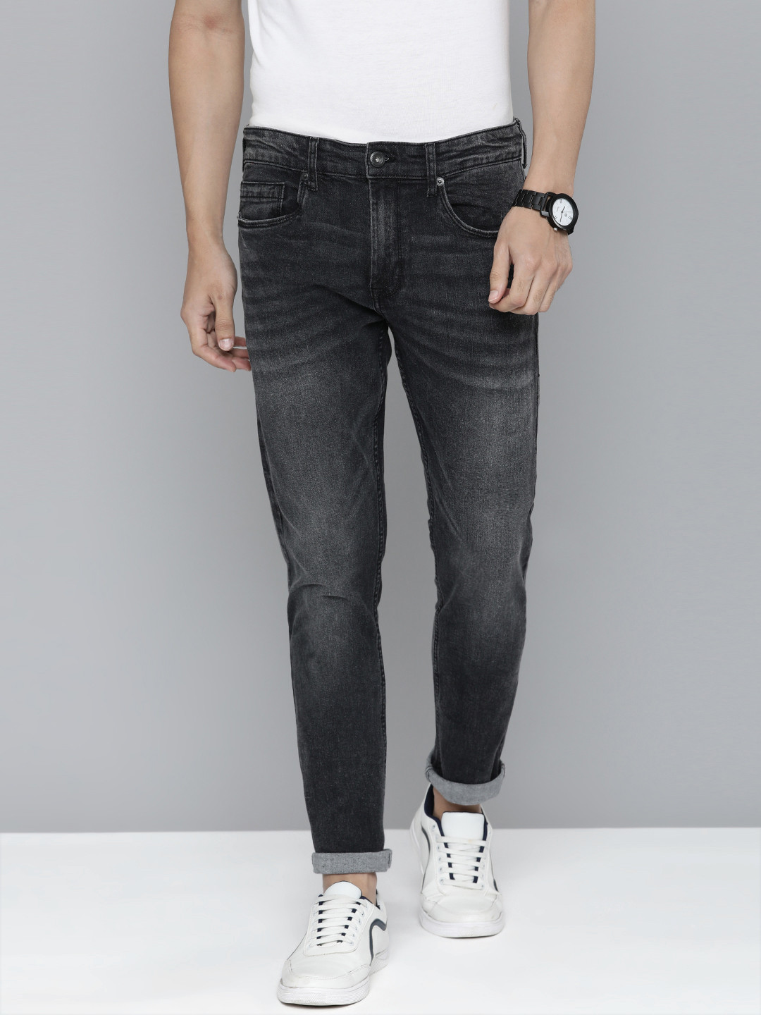 Buy Flying Machine Men Black Slim Fit MId Rise Stretchable Jeans ...