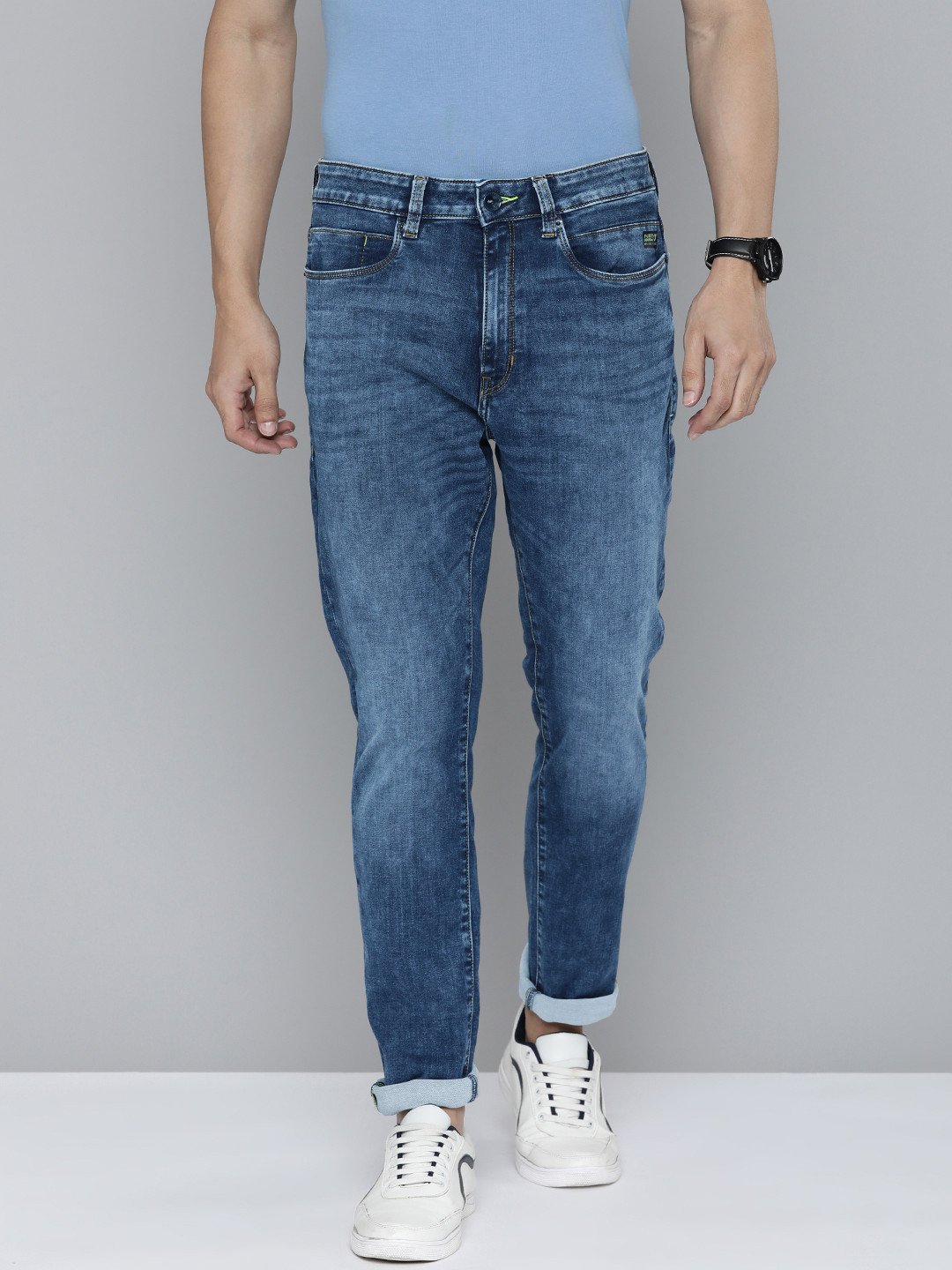 Buy Flying Machine Men Blue Billy Regular Fit Mid Rise Light Heavy Fade ...