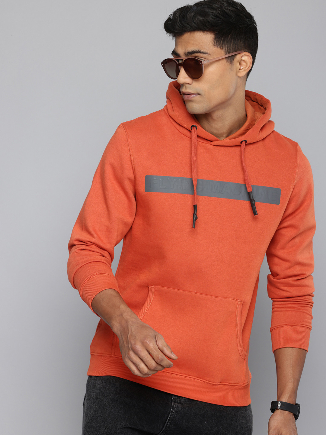 Buy Flying Machine Brand Logo Printed Hooded Sweatshirt - Sweatshirts ...