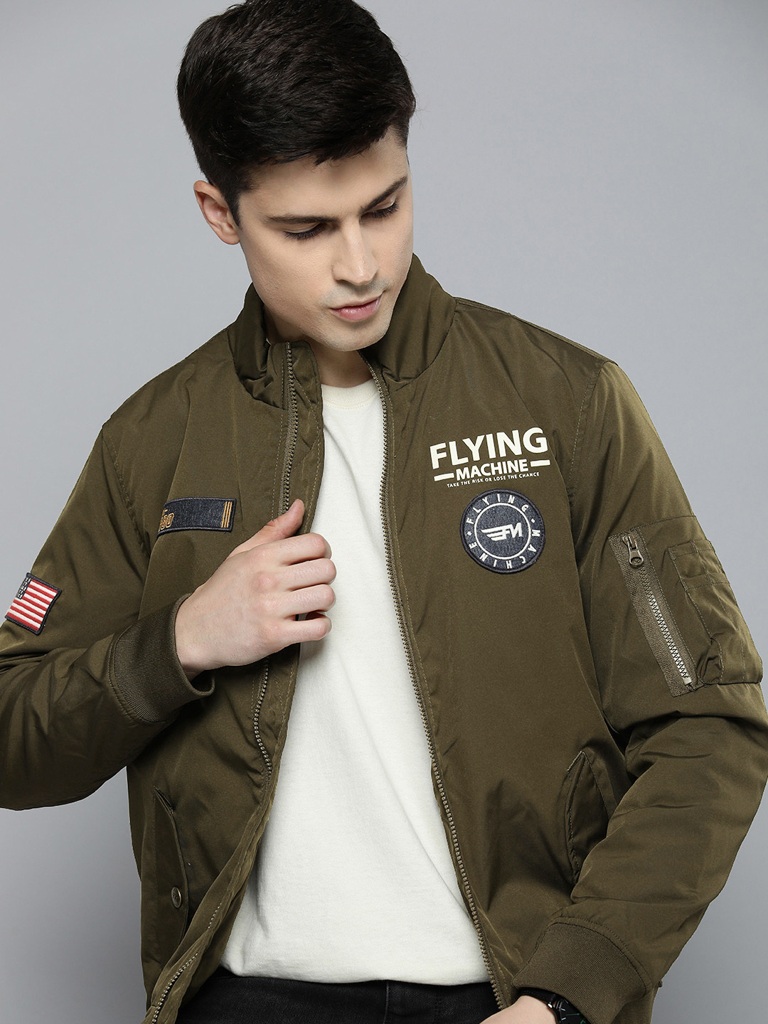 Buy Flying Machine Brand Logo Insulator Bomber Jacket - Jackets for Men ...