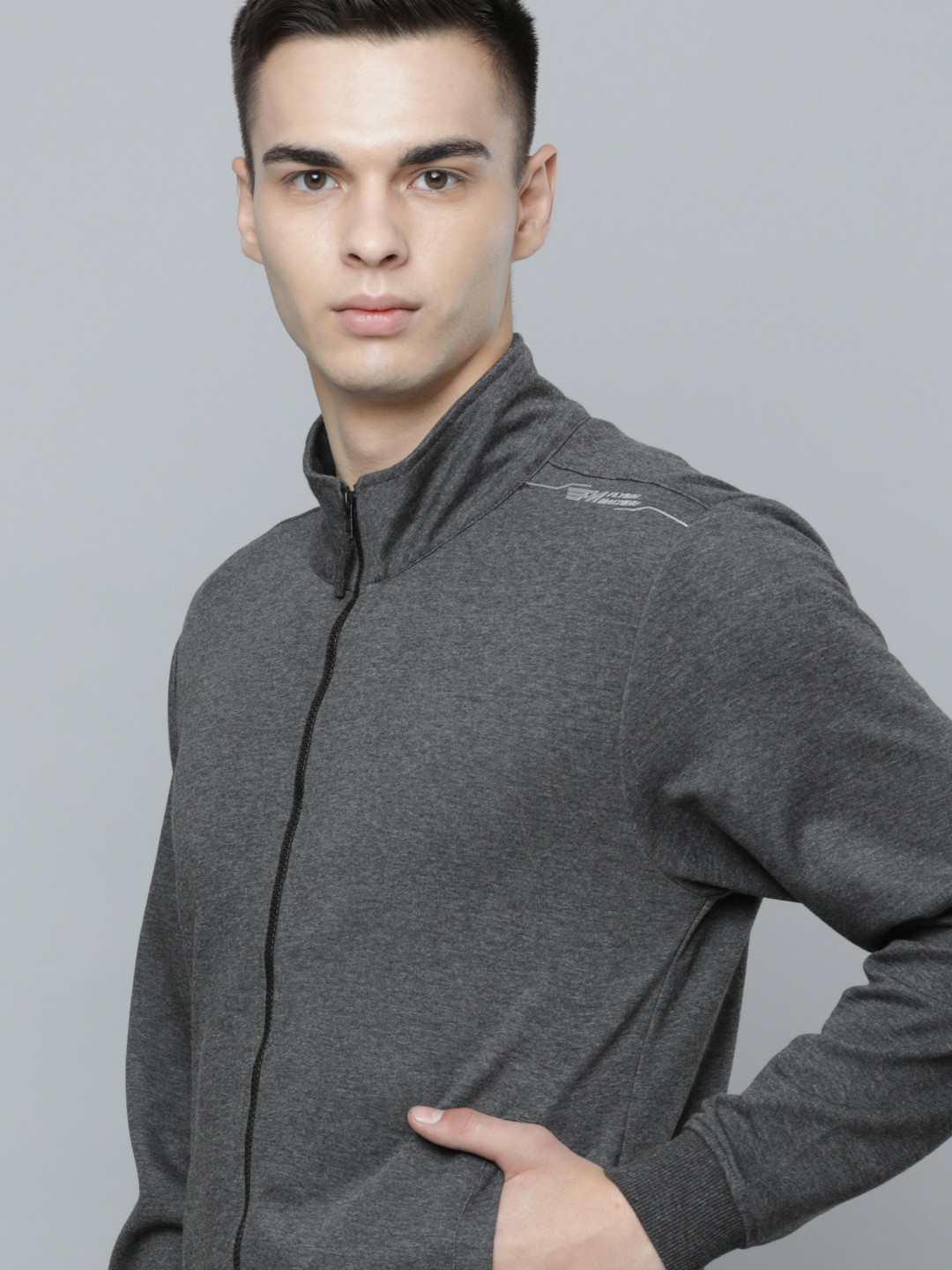 Buy Flying Machine Men Solid Knitted Front Open Sweatshirt With Minimal ...