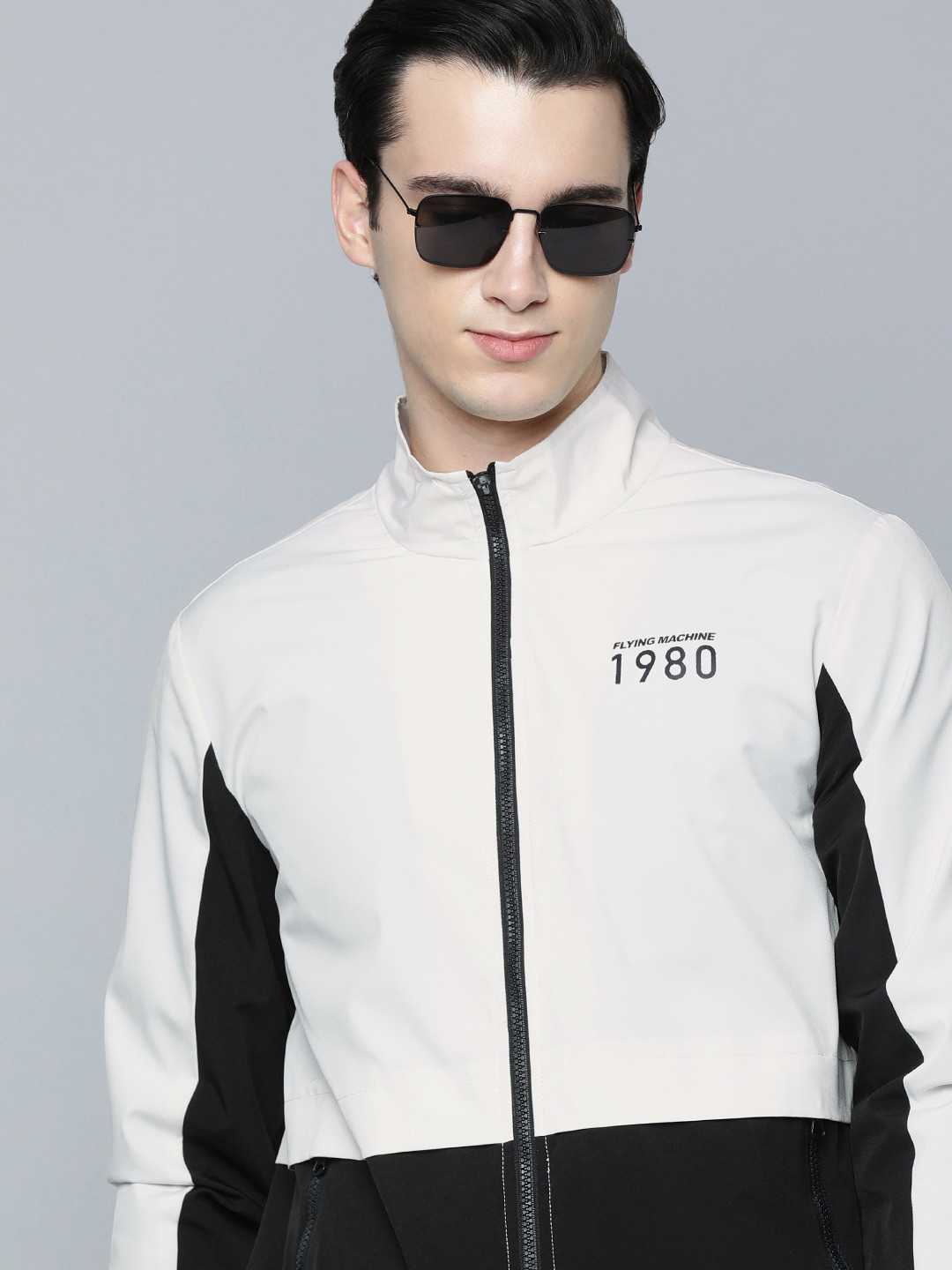 Buy Flying Machine Men Colourblocked Bomber Jacket With Brand Logo Back ...