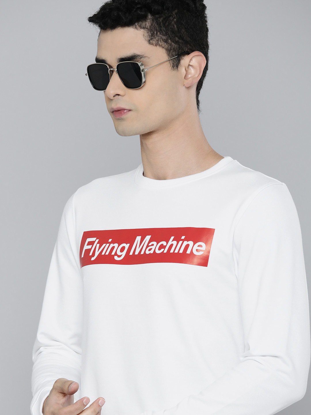 Buy Flying Machine Men White Brand Logo Print Sweatshirt - Sweatshirts ...