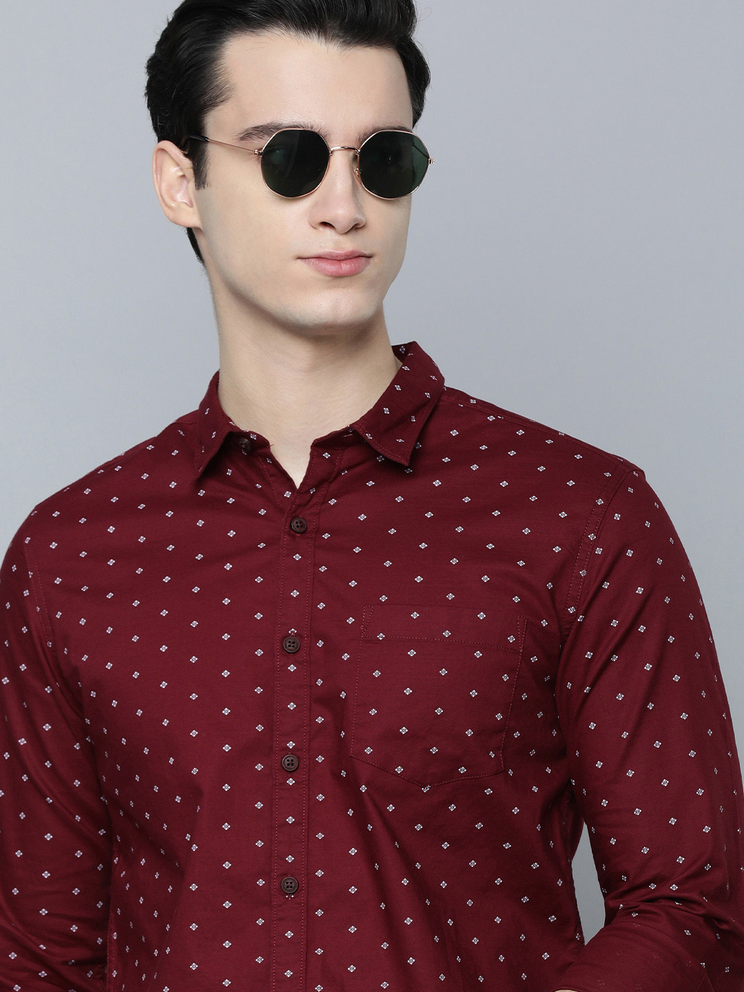 Buy Flying Machine Men Slim Fit Printed Pure Cotton Casual Shirt ...