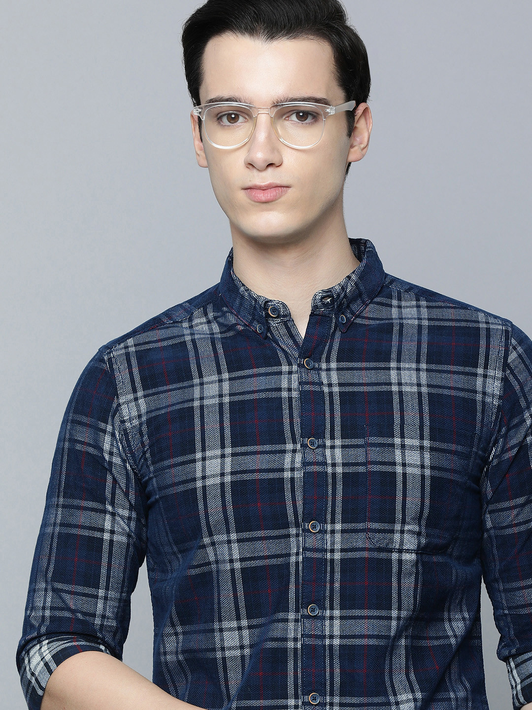 Buy Flying Machine Men Slim Fit Checked Pure Cotton Casual Shirt ...